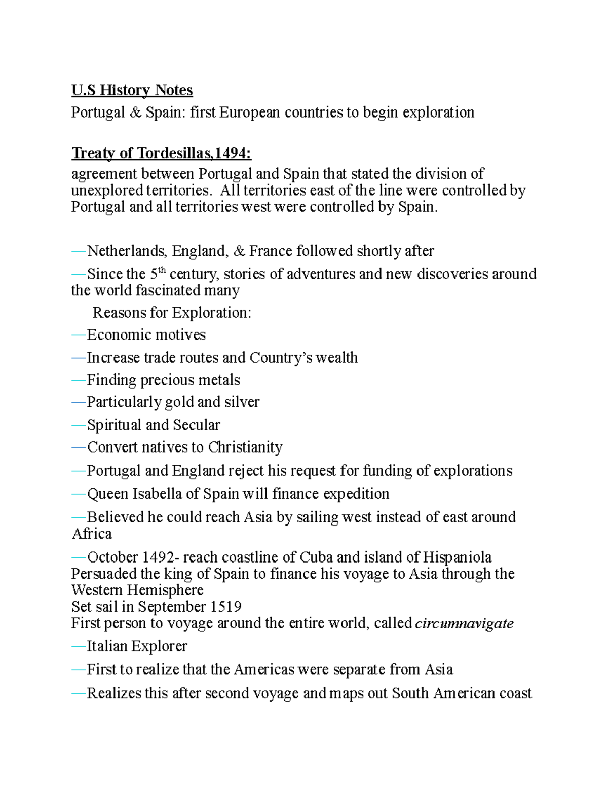 U.S History Notes - hope this helps! - U History Notes Portugal & Spain ...