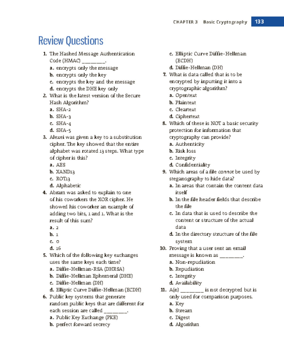 Chapter 3 MCQ - mcqs - Review Questions The Hashed Message Authentication Code (HMAC ...
