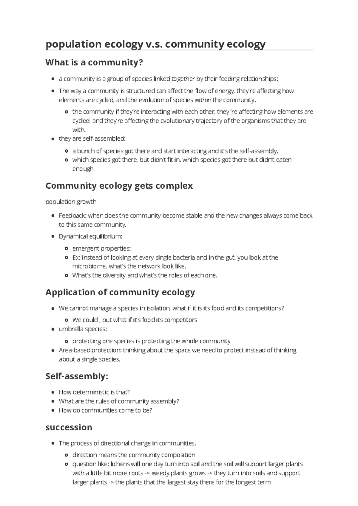 lecture 17-Community ecology - population ecology v. community ecology ...