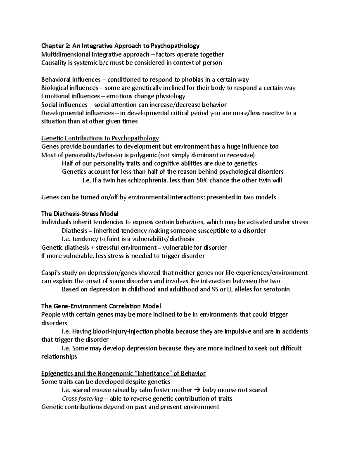 Ch 2 Notes - lecture 2 - Chapter 2: An Integrative Approach to ...
