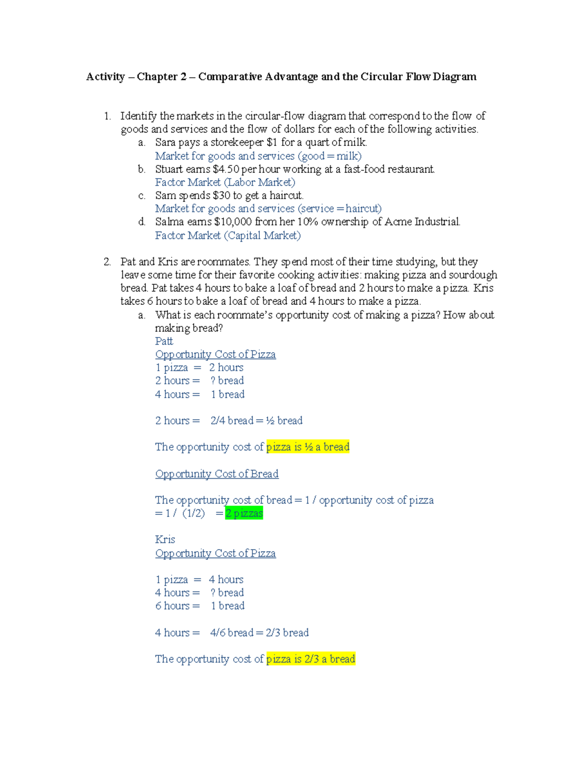 Activity - Ch2 and 3 - Answers - Activity – Chapter 2 – Comparative ...