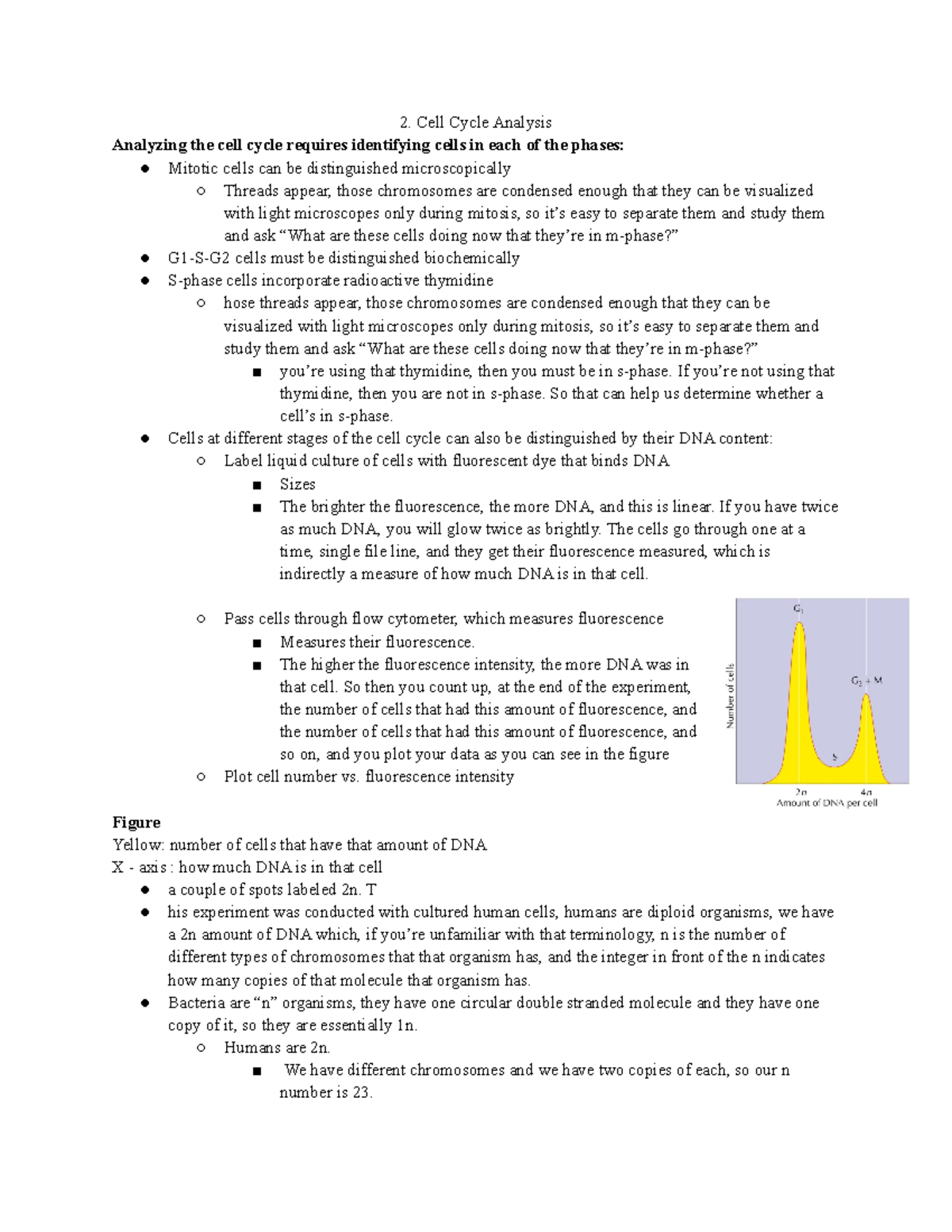 2. Cell Cycle Analysis - Week 7 - Cell Cycle Analysis Analyzing the ...