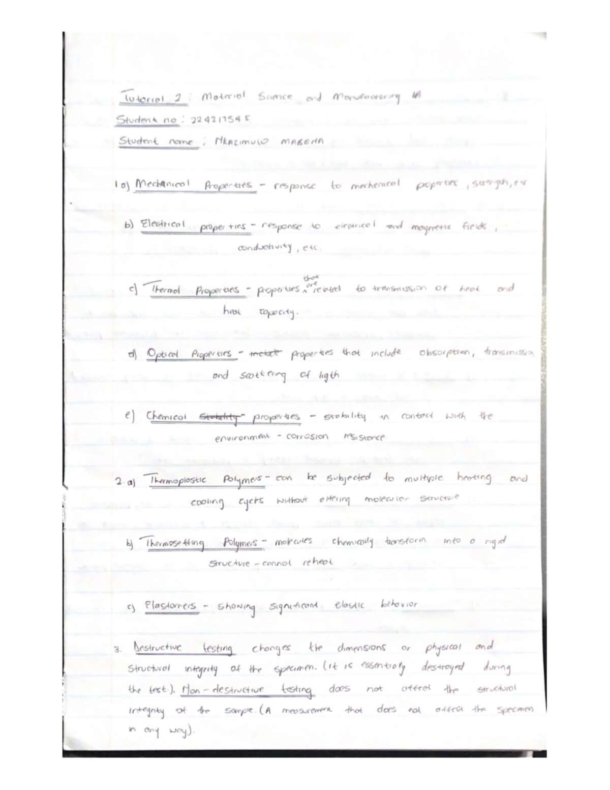Tutorial 2 - Tutorial 2 : Material Science and Manufacturing IB Student ...
