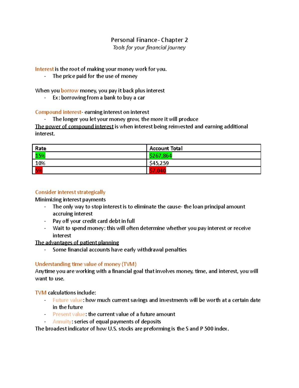 Personal Finance- Chapter 2 - The price paid for the use of money When ...