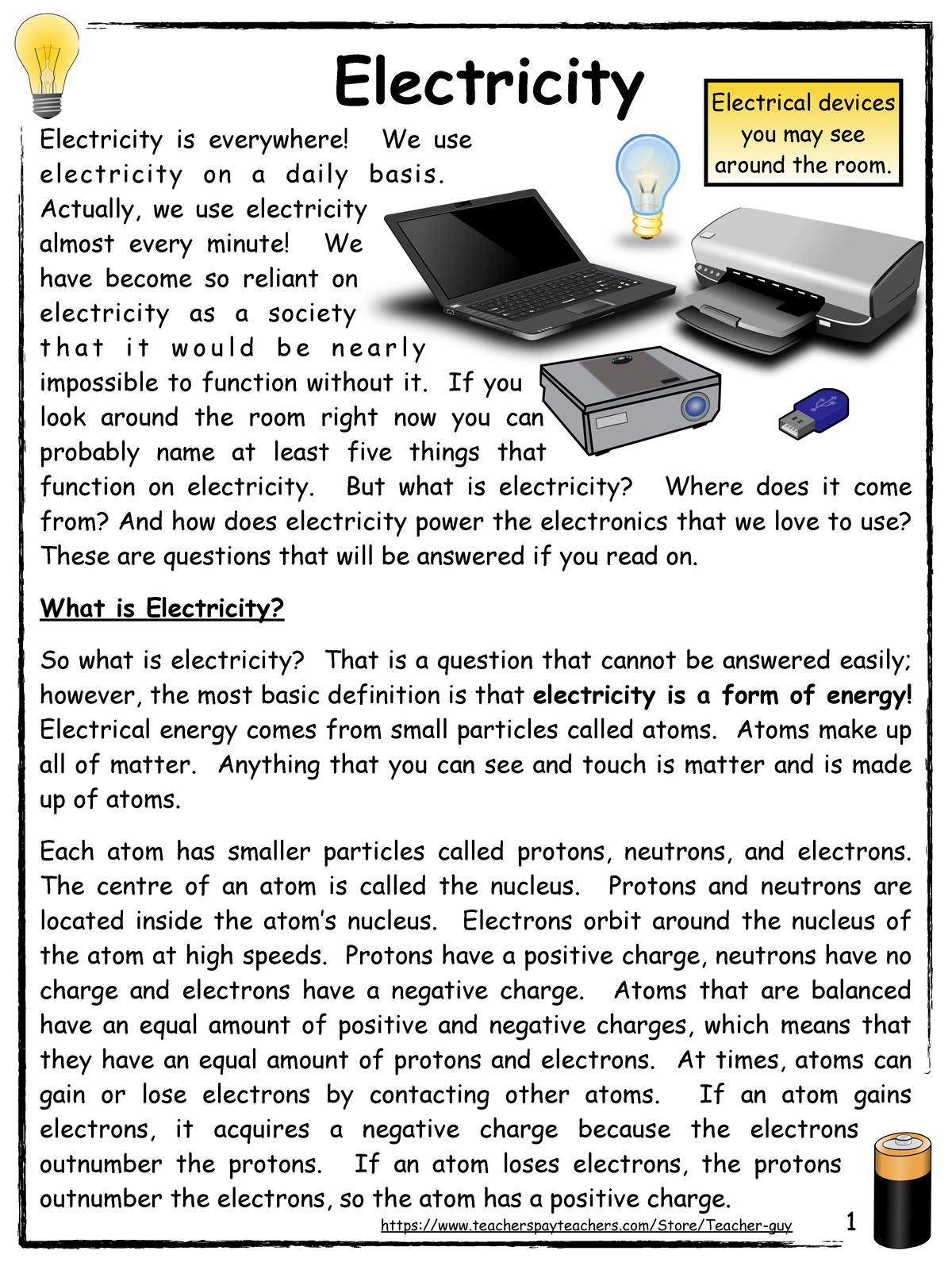 Lesson #1 - Electricity - Electricity Electricity is everywhere! We use ...