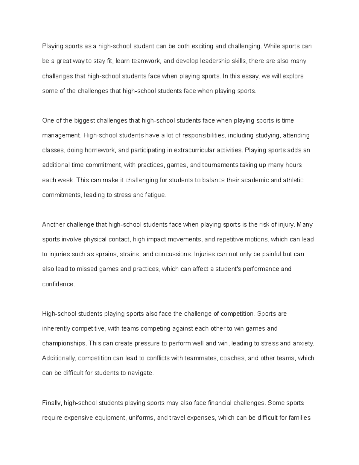 Playing sports as a high-school student the challenges. - Playing ...