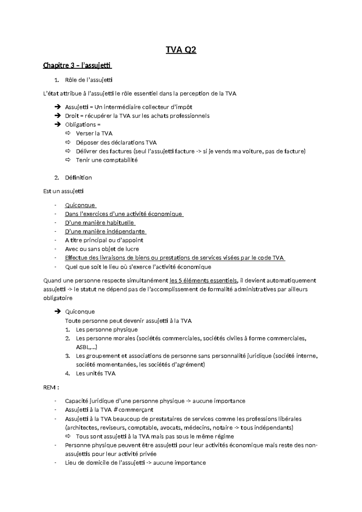 TVA Q2 - synthèse sure les différents types d'assujettis - TVA Q Chapitre 3 – l’assujetti Rôle ...