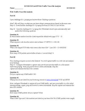 DCOM 212 Wireshark Exercises - Wireshark Exercises Exercise # Open Wireshark Exercise #1 PCAP ...