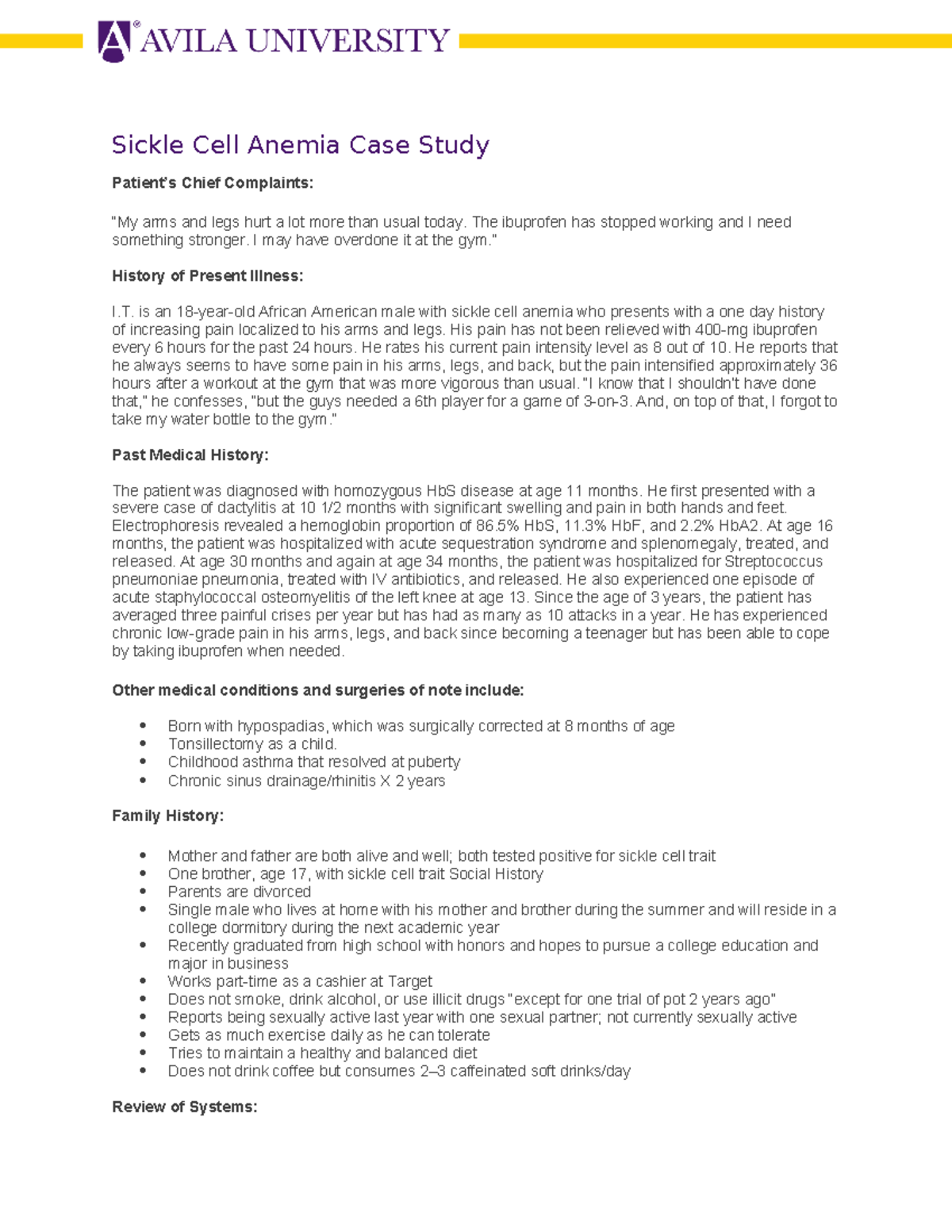 Module 2 - Sickle Cell Anemia Case Study - Sickle Cell Anemia Case ...