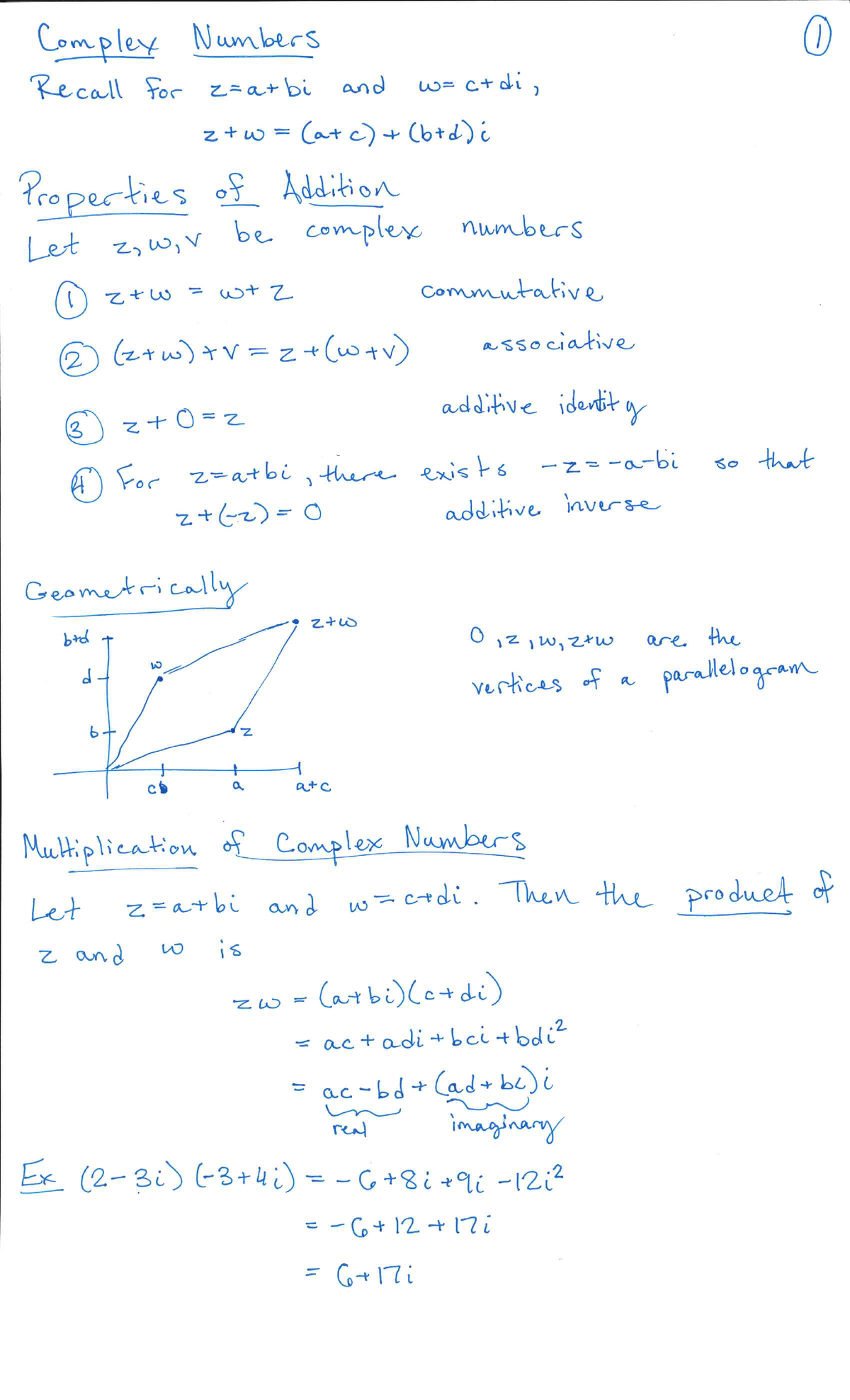 Section 2 June7 - Lecture note for Complex Number - math 2090 - U of M ...