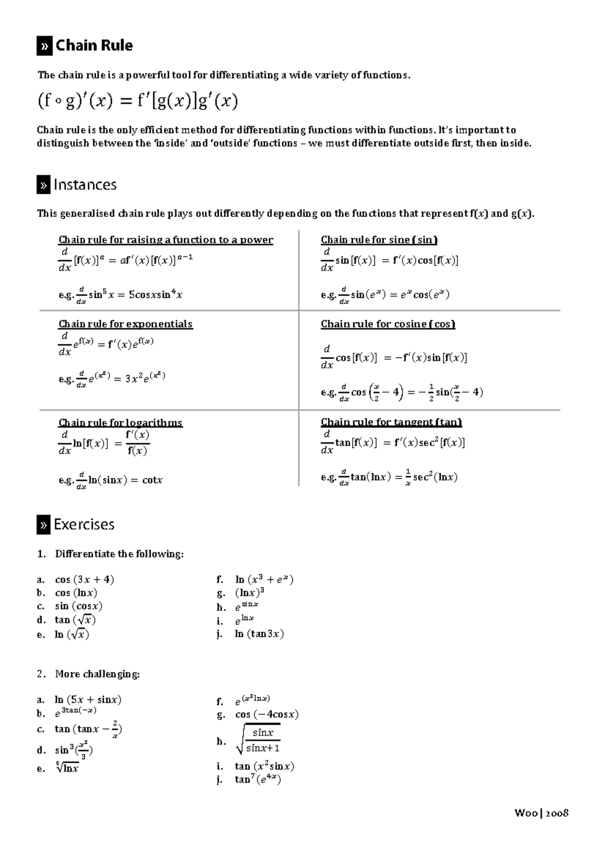 Chain rule - Woo | 2008 .». Chain Rule The chain rule is a powerful ...