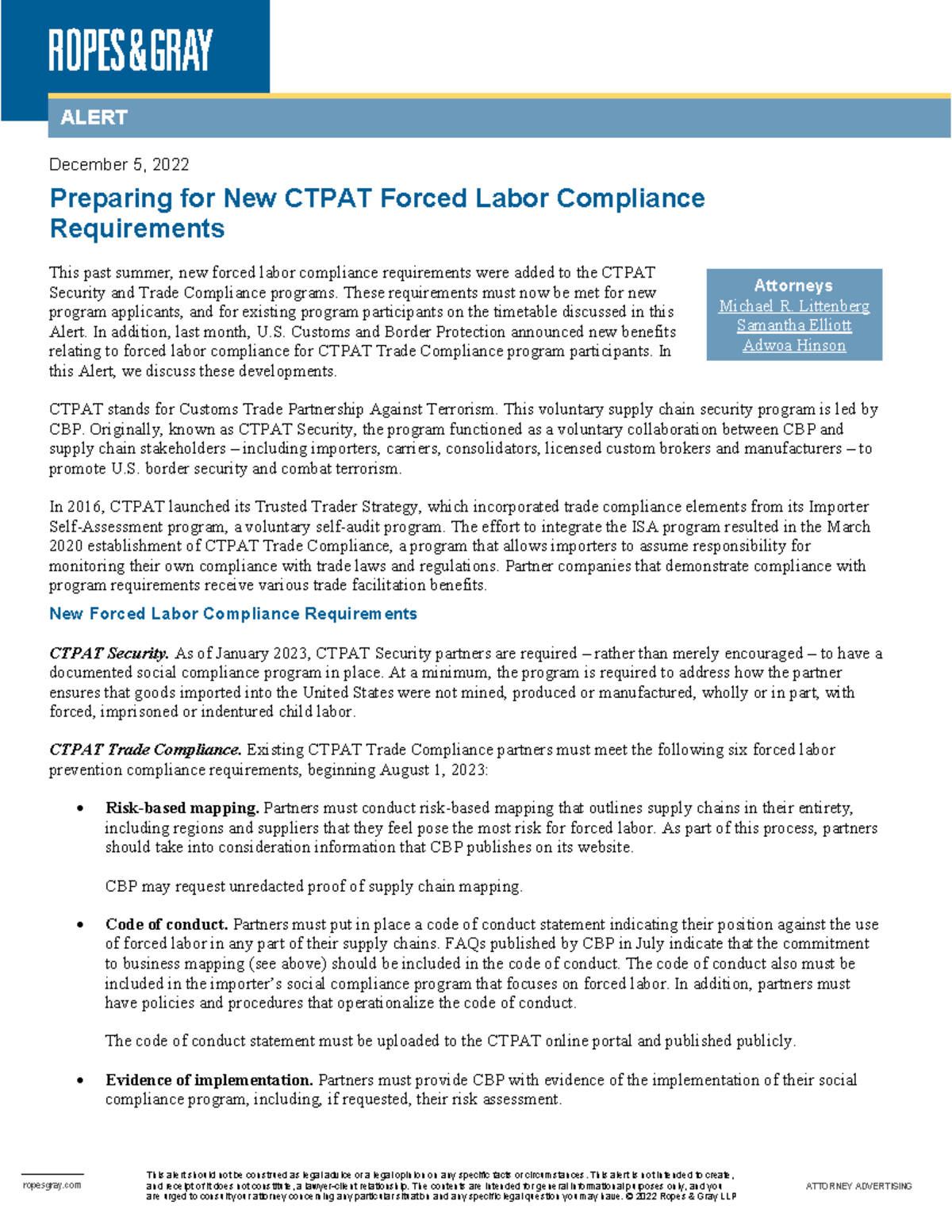20221205 ESG Alert - About labor compliance requirements added to the ...