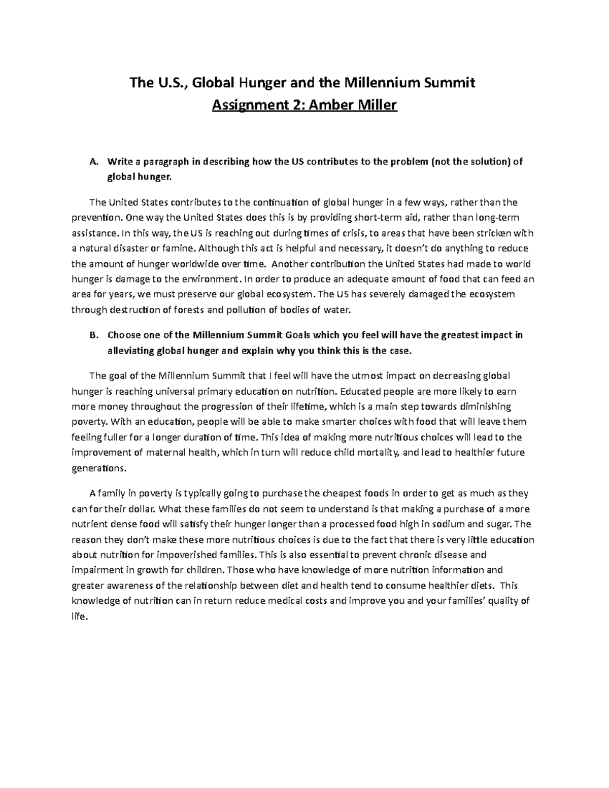 Millennium+Summit - The U., Global Hunger and the Millennium Summit ...