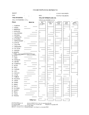 Hoja de registro por categoria Tecal - TEST PARA LA COMPRENSÓN AUDITIVA ...