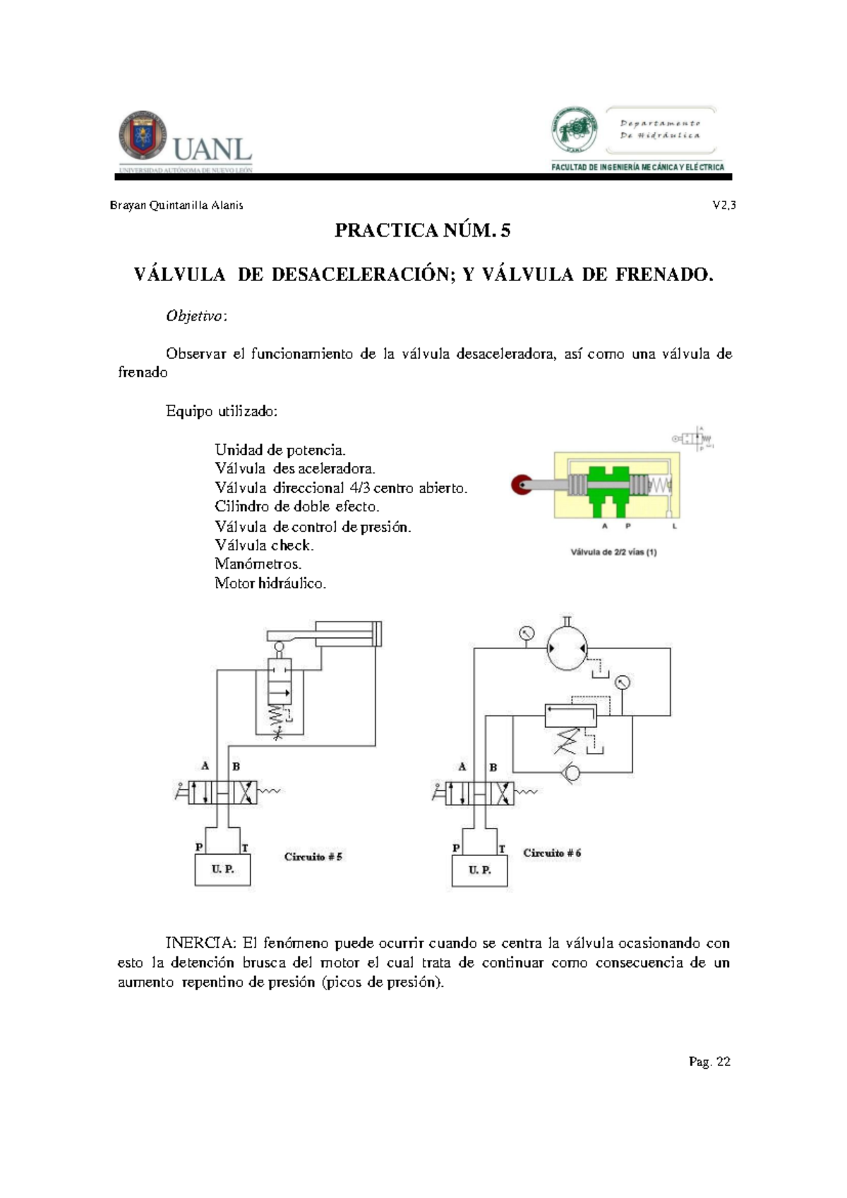 Practica 5- Laboratorio de Potencia Fluida- Fime - Potencia Fluida Y Laboratorio - Studocu
