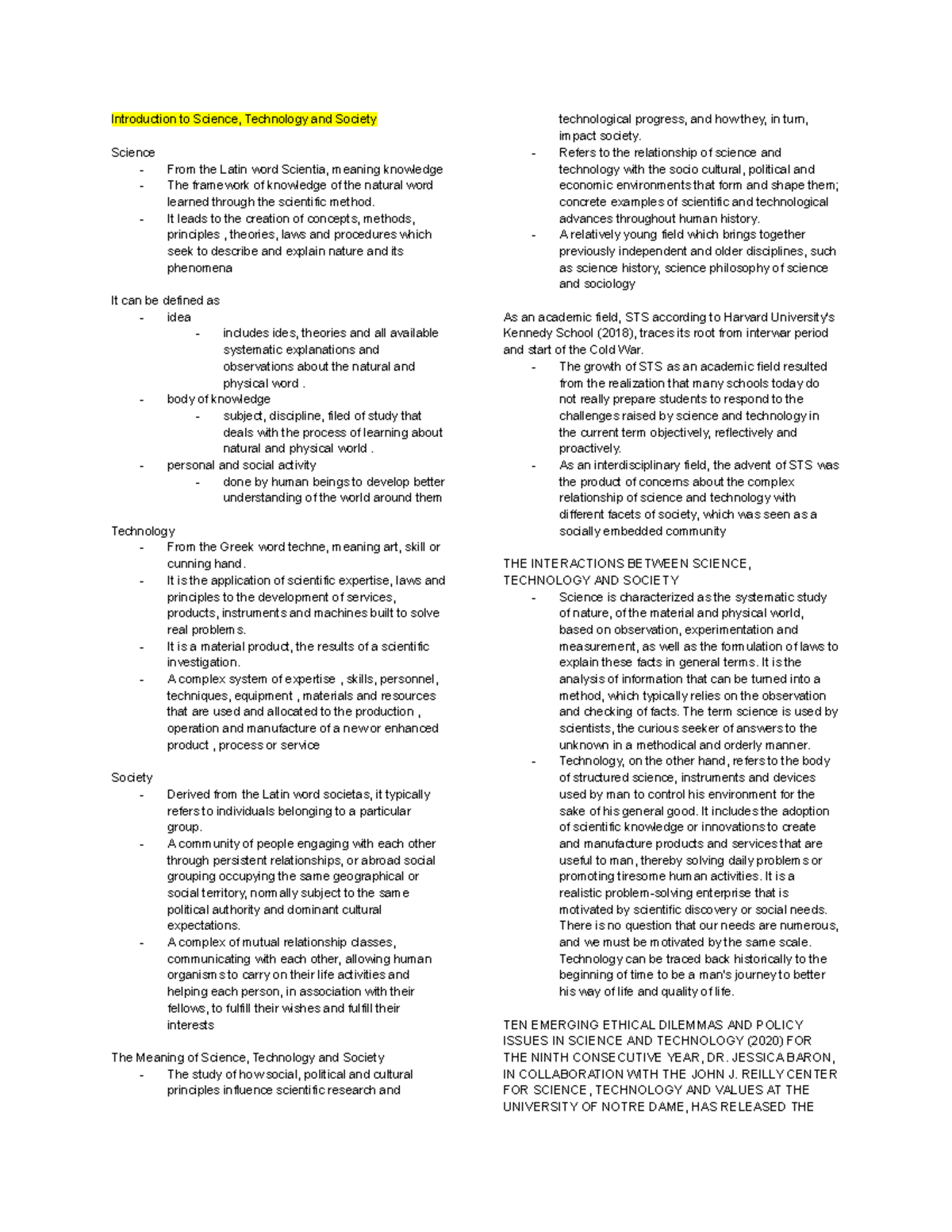 Science: Technology- Scoiety - Introduction to Science, Technology and ...