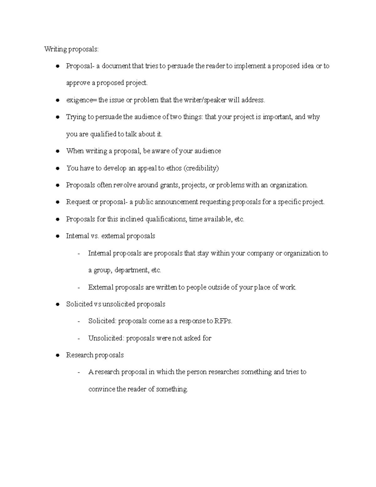 Technical writing "Proposal" notes - Writing proposals: Proposal- a ...