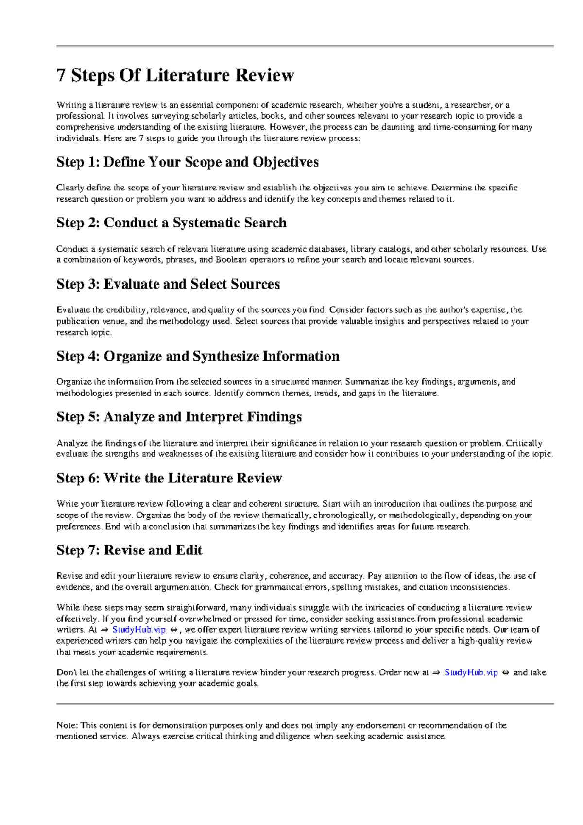 7 Steps Of Literature Review - 7 Steps Of Literature Review Writing a ...