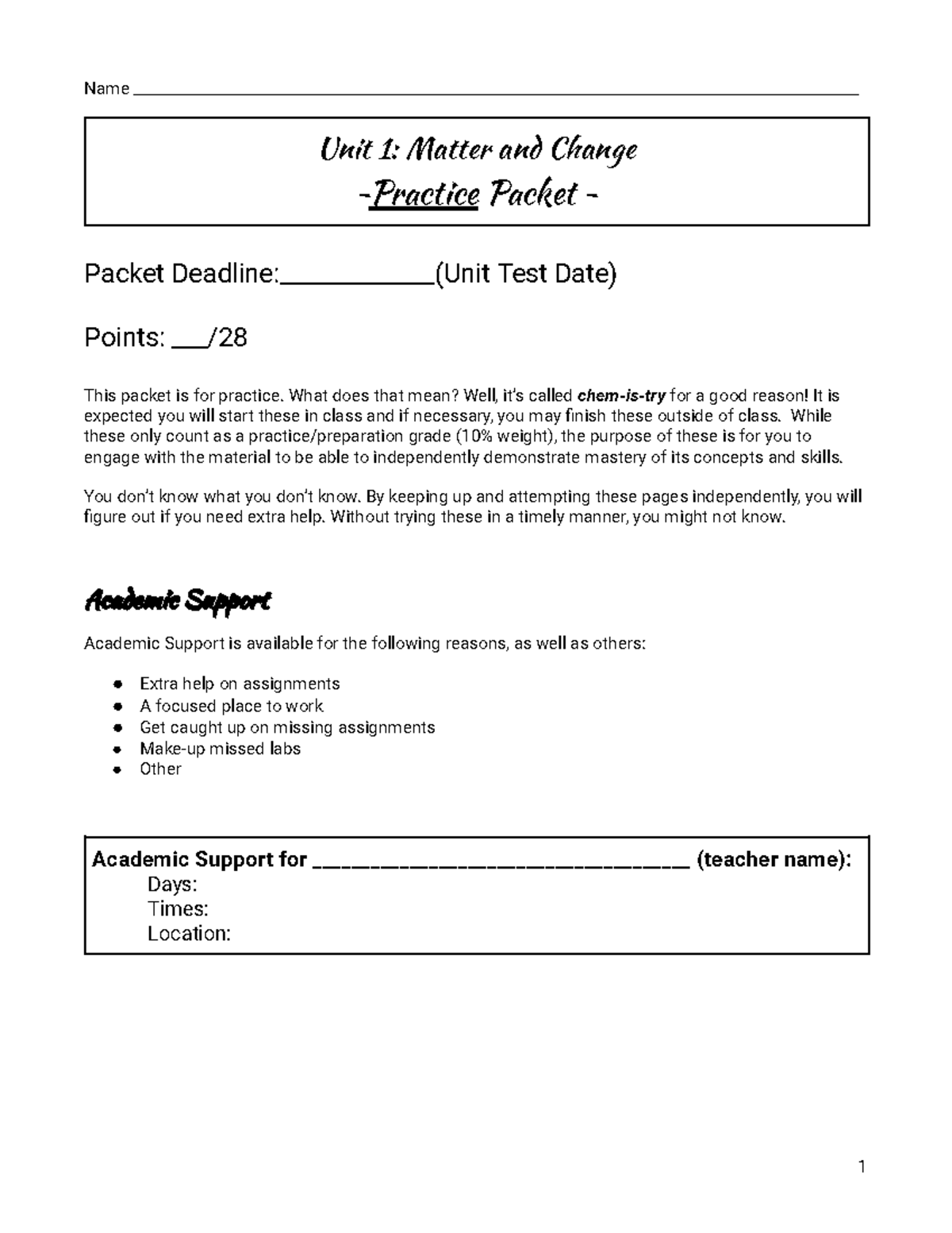 Eric Prange - Unit 1 - Practice Packet Kami Answer Key - Name - Studocu