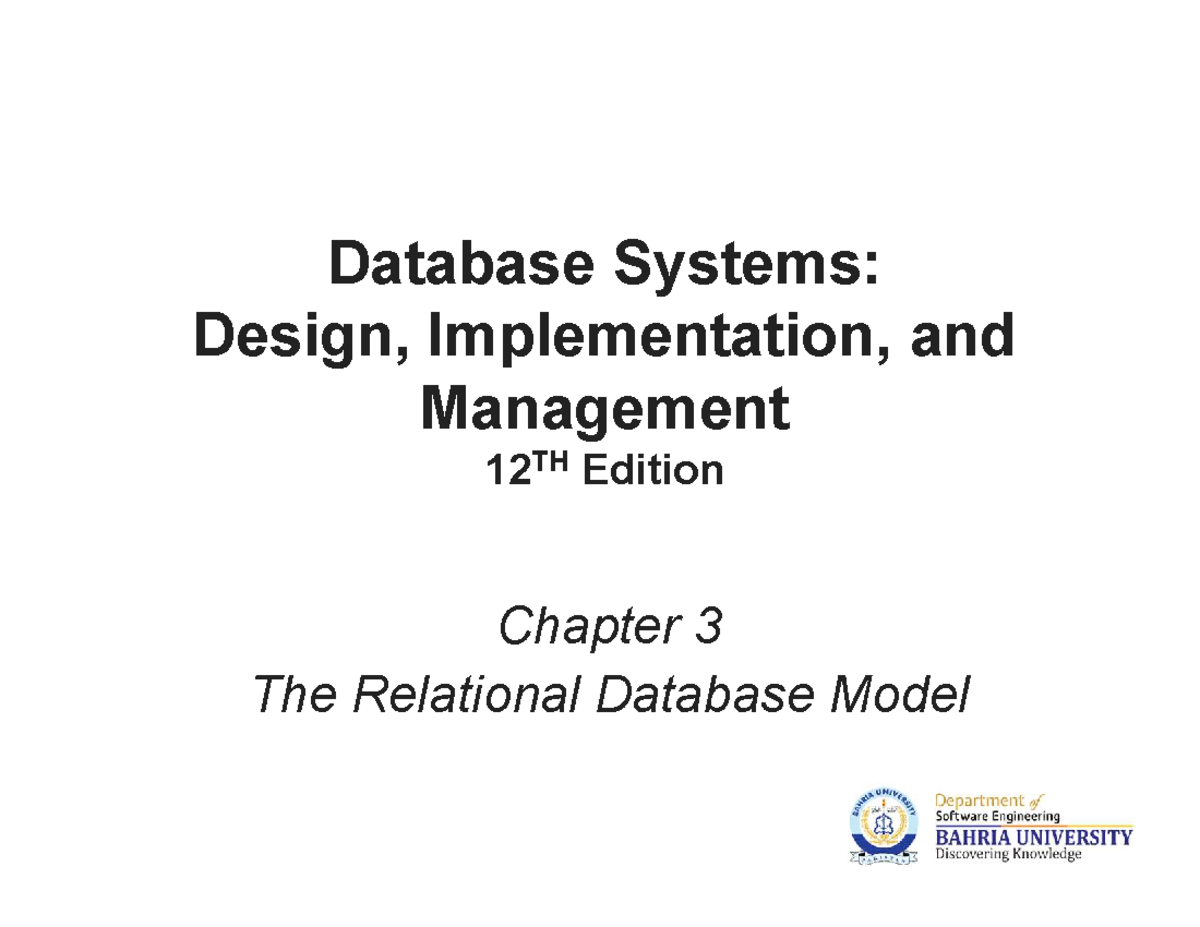 Lec 3 05032024 103957 am - Database Systems: Design, Implementation, and Management 12 TH ...