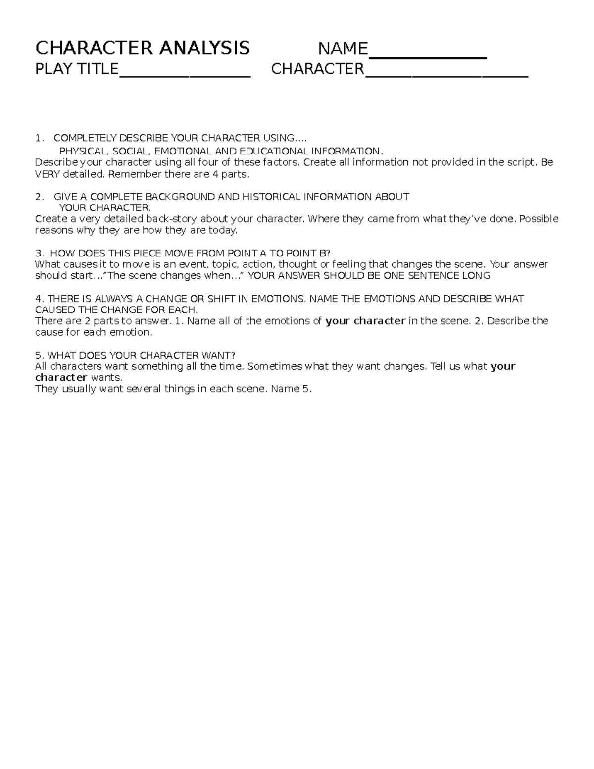 Character Analysis 3-3 - CHARACTER ANALYSIS NAME___________ PLAY TITLE