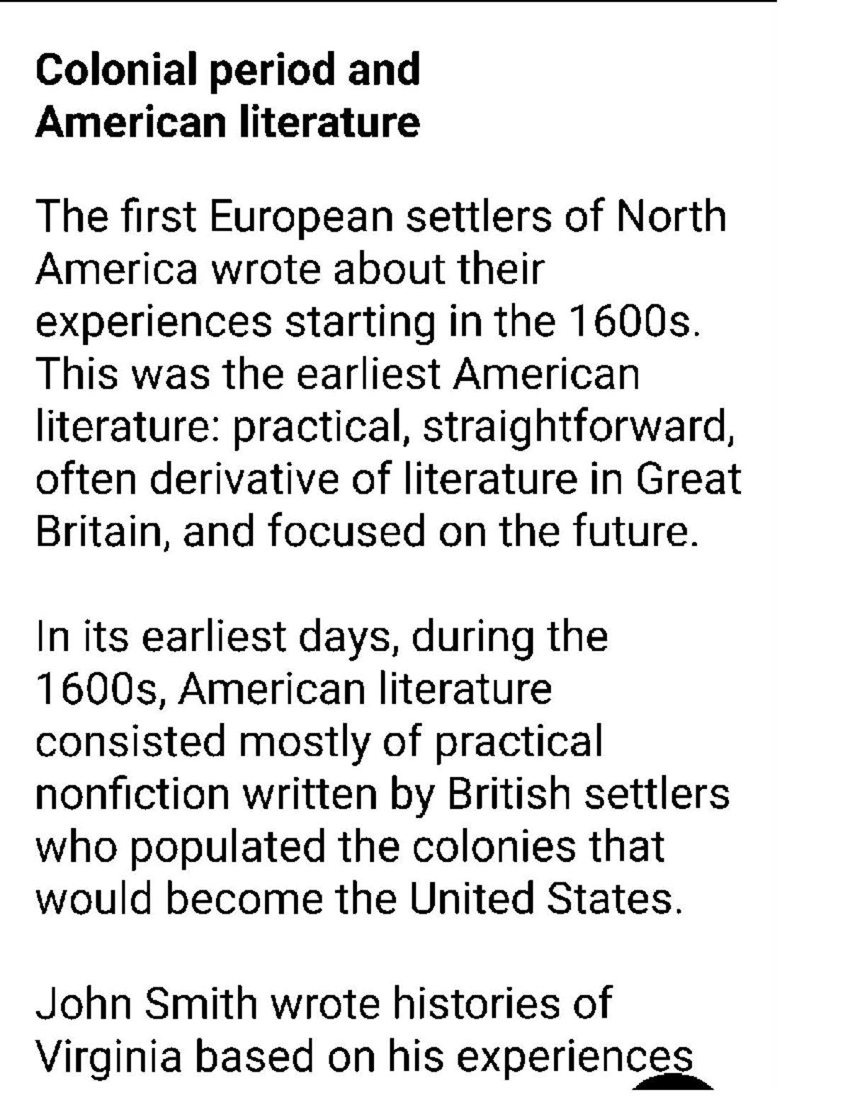 American literature in colonial period - Ba English - Studocu