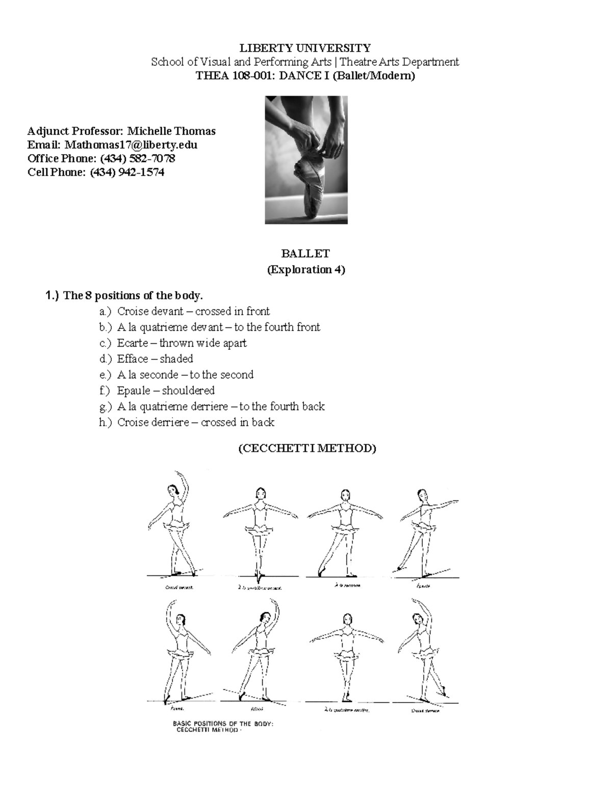 Ballet Exploration 4 - Vocabulary and material covered in week 4 ...