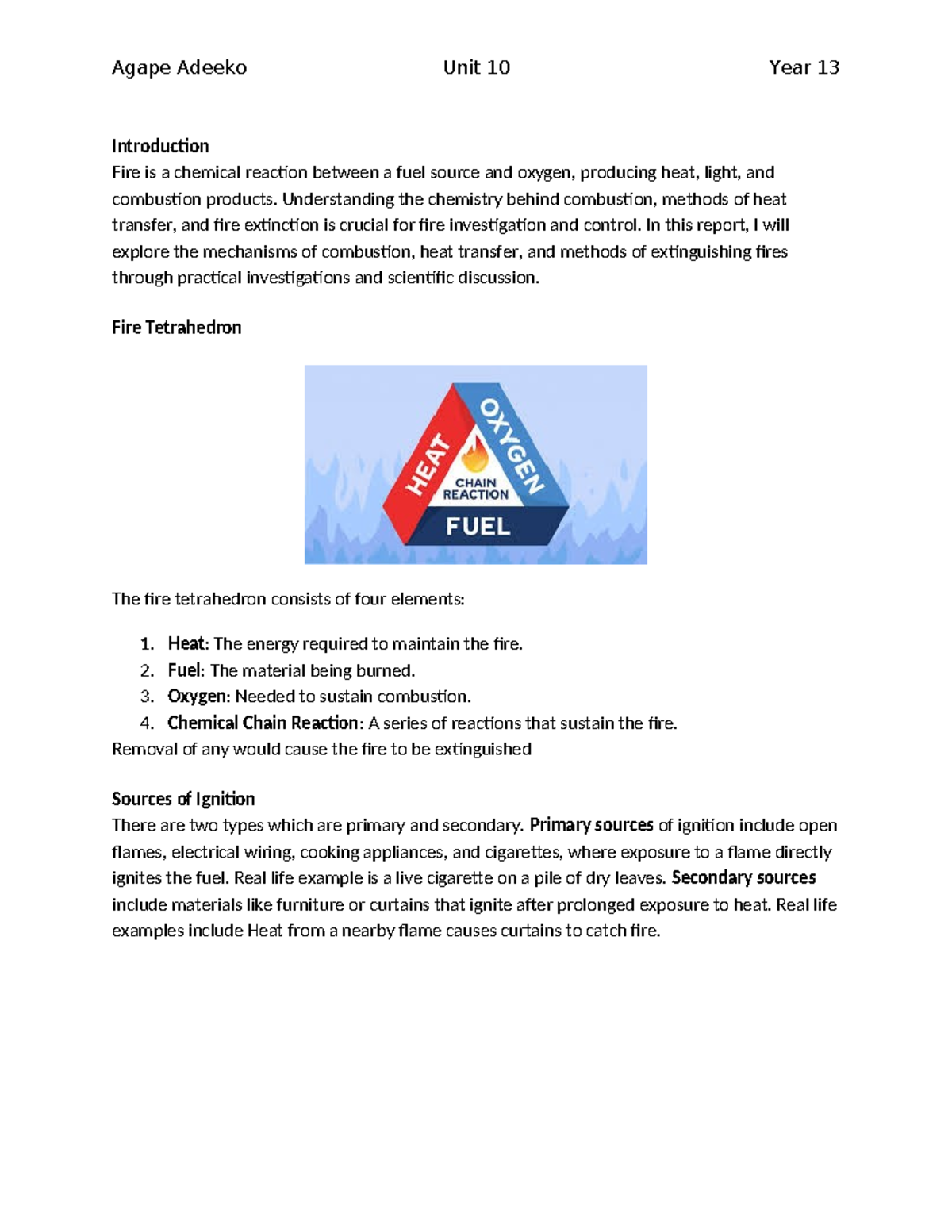 Investigating the Chemistry of Fire Combustion Extinction and Heat ...