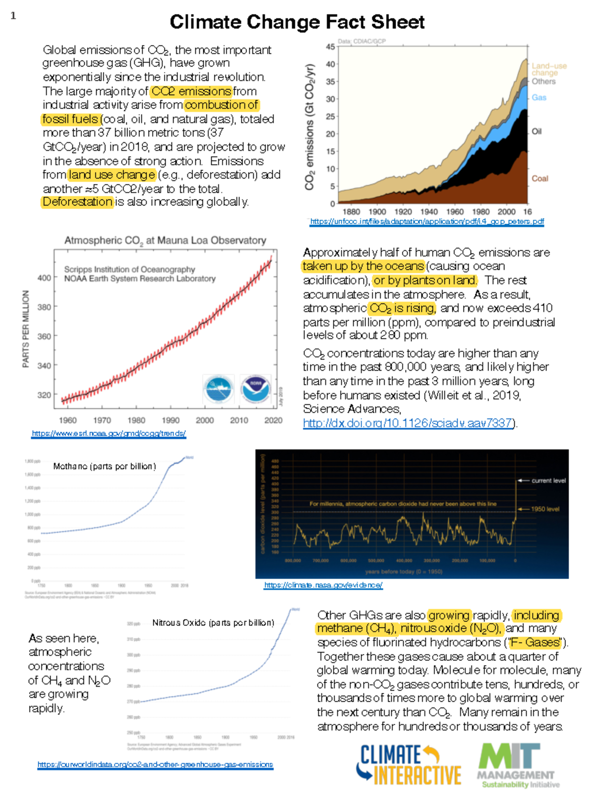 Climate-Change-Fact-Sheet pdf assignment Economics of the environment ...