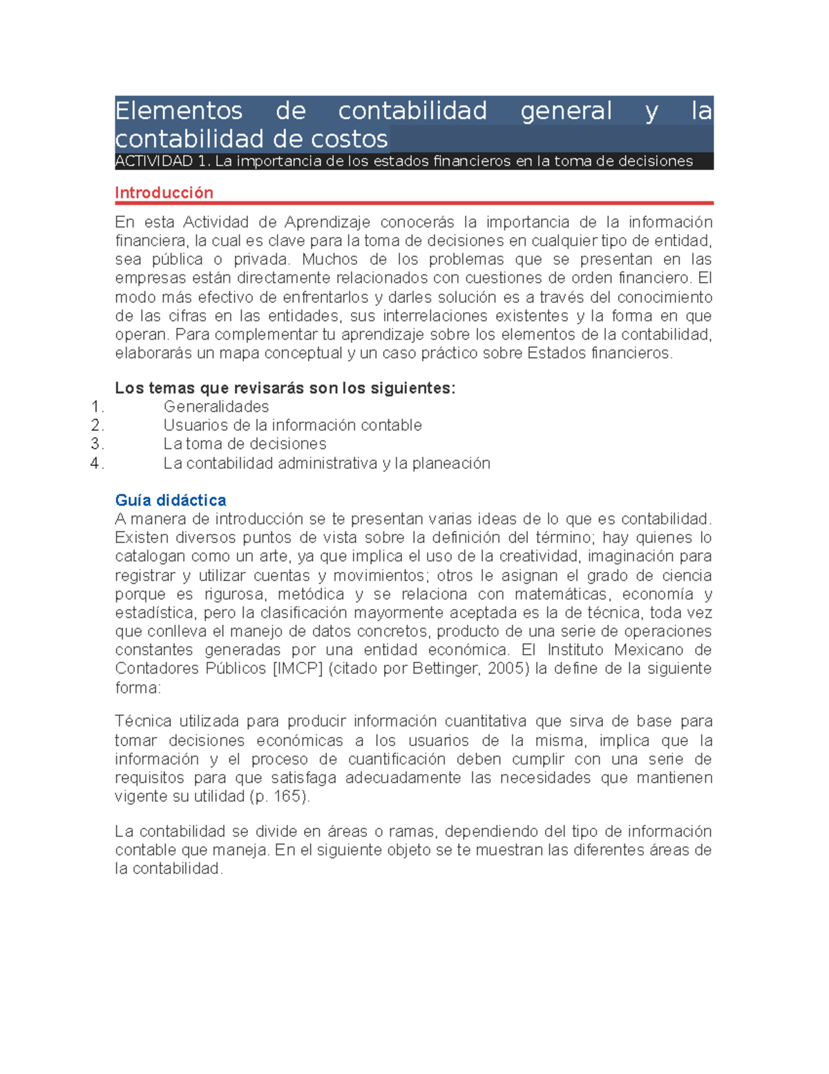 U1, Elementos de contabilidad general y la contabilidad de costos ...