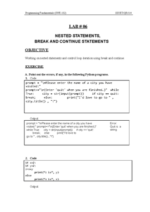 SWE 102 LAB 08 - J4krj - 4 LAB # 08 LISTING OBJECTIVE Exploring list ...
