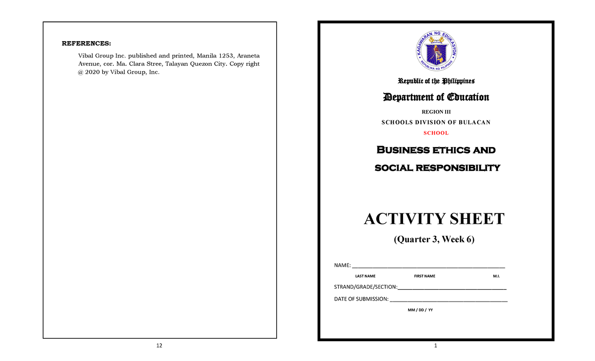 Q3-W6-LAS-Business-Ethics-Social responsibility for abm - REFERENCES ...