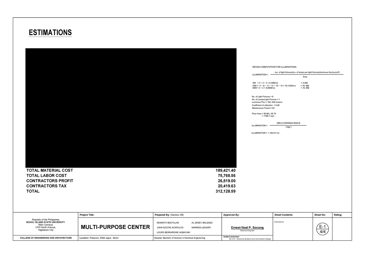 E4 - Electrical Plan - Project Title: Prepared By: (Section 4B) Sheet ...