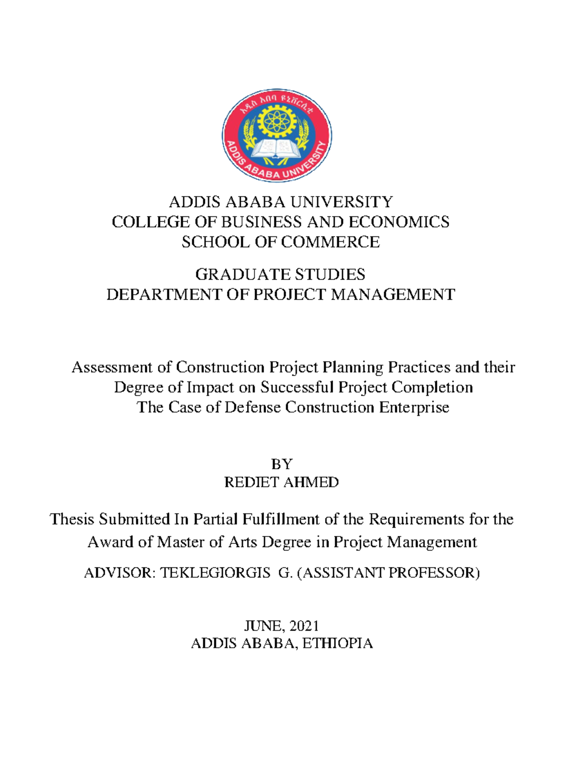 Construction Planning research - Assessment of Construction Project ...