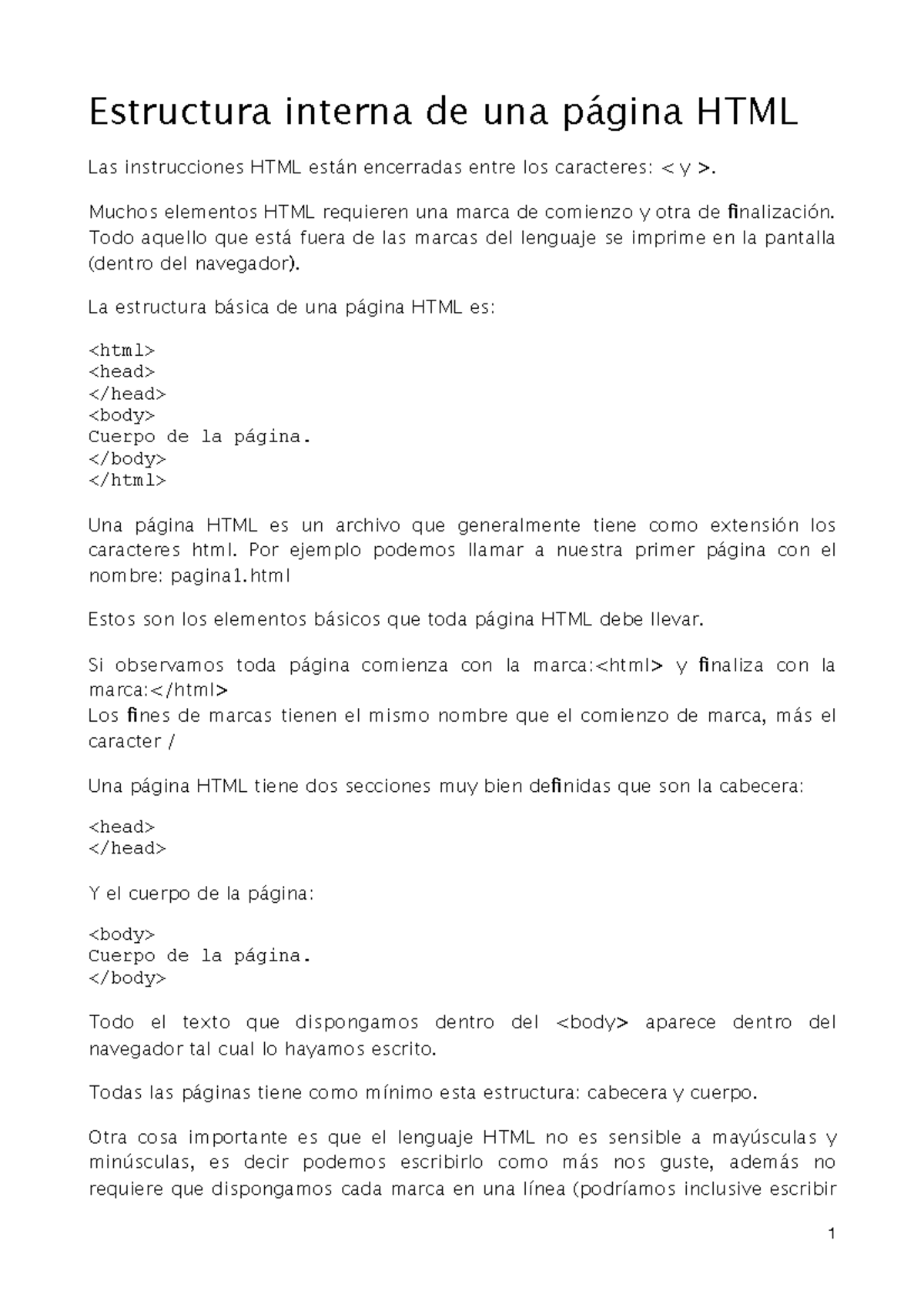 Estructura interna de una página HTML - Estructura interna de una página HTML Las instrucciones ...