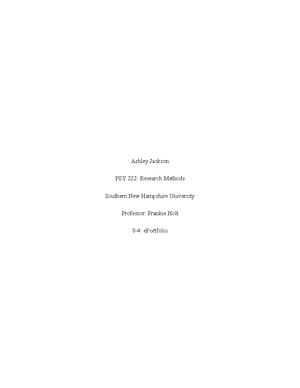 PSY222 Module Four Activity - Module Four Activity Ashley Jackson ...
