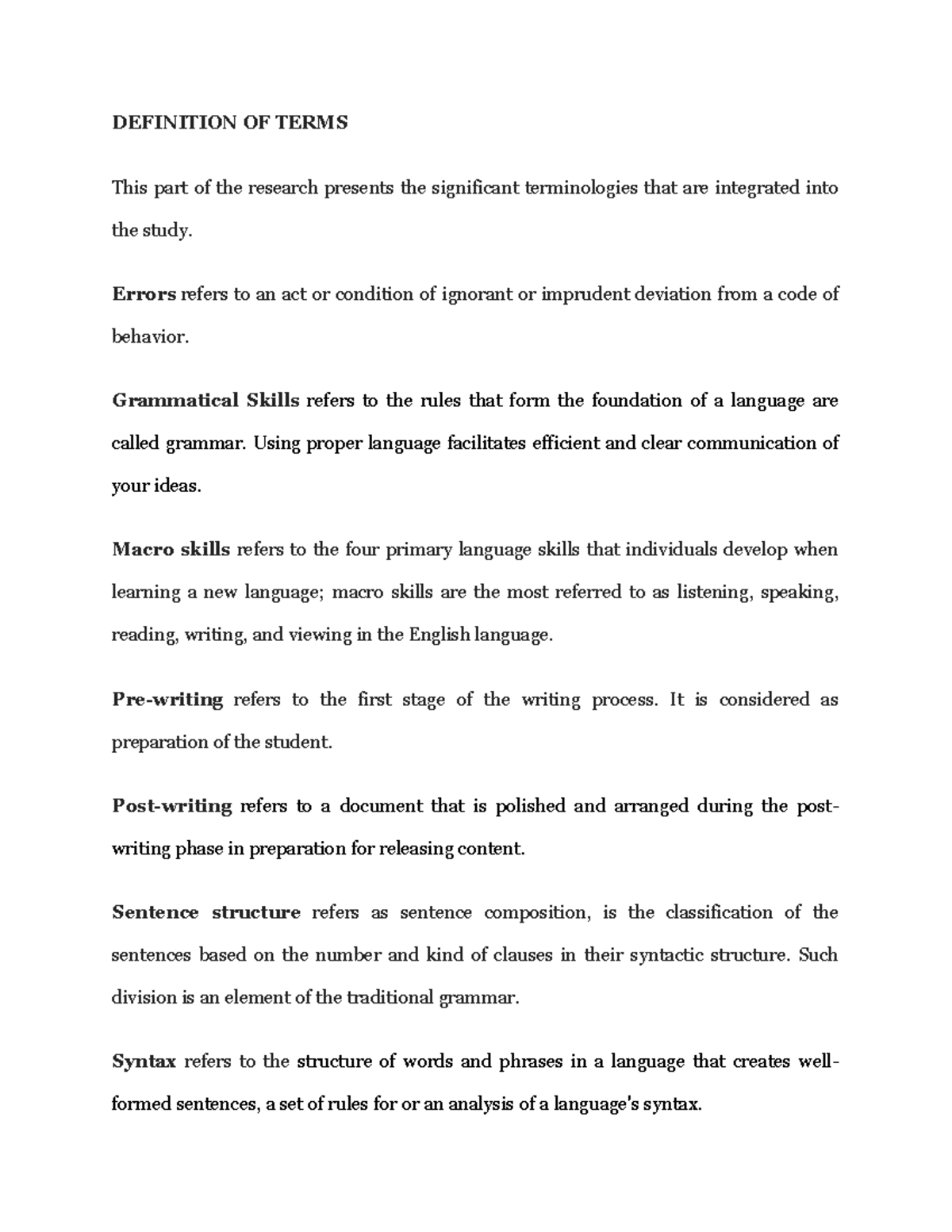 Definition OF Terms edited - DEFINITION OF TERMS This part of the ...