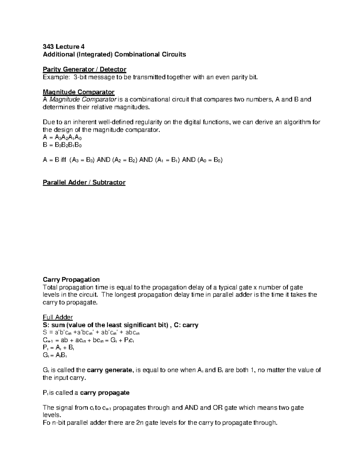 343Lec4 - Additional (Integrated) Combinational Circuits - 343 Lecture ...