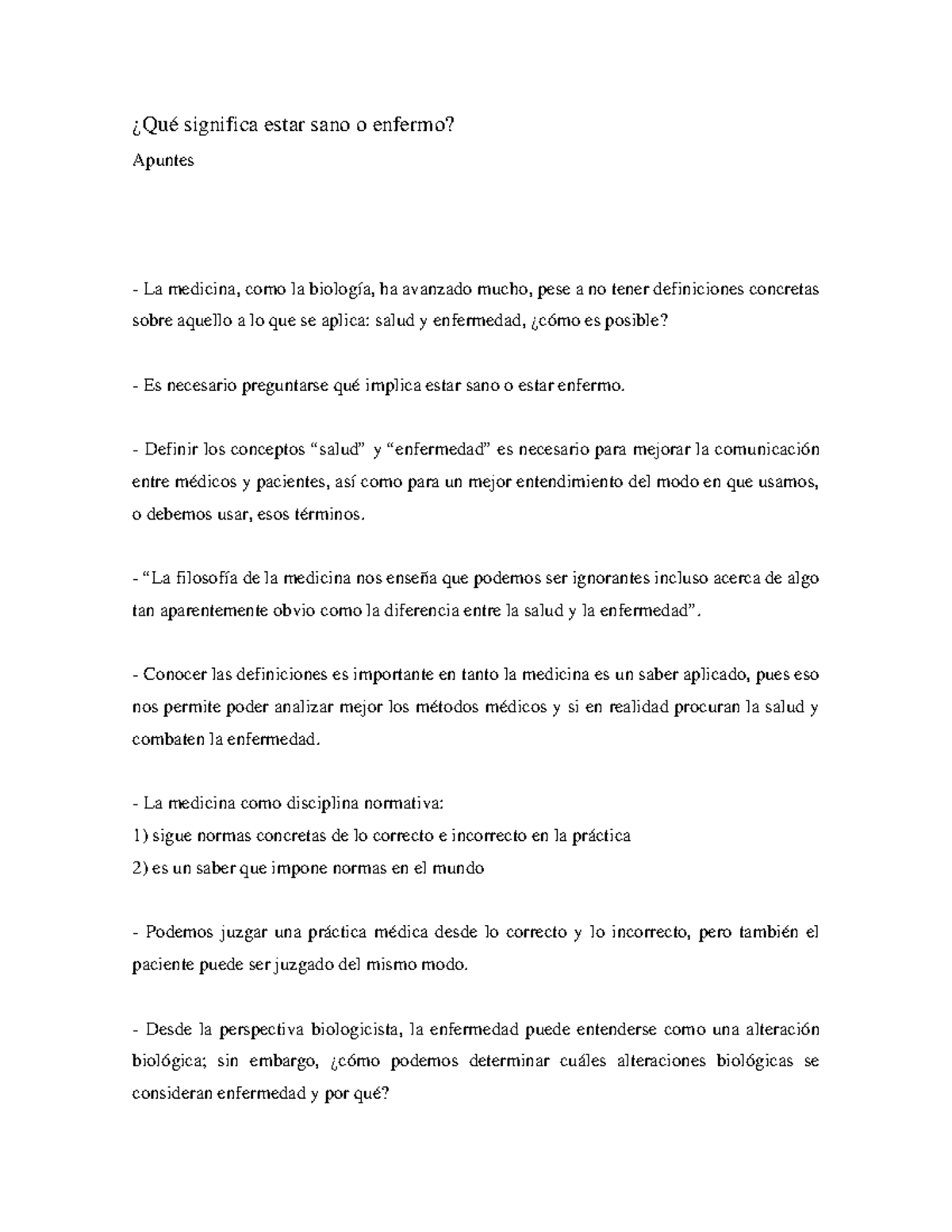 Apuntes. Qué significa estar sano o enfermo - ¿Qué significa estar sano ...