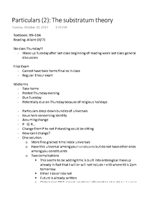 Persistence (1) Introduction - Change next topic 1 week behind Going to ...