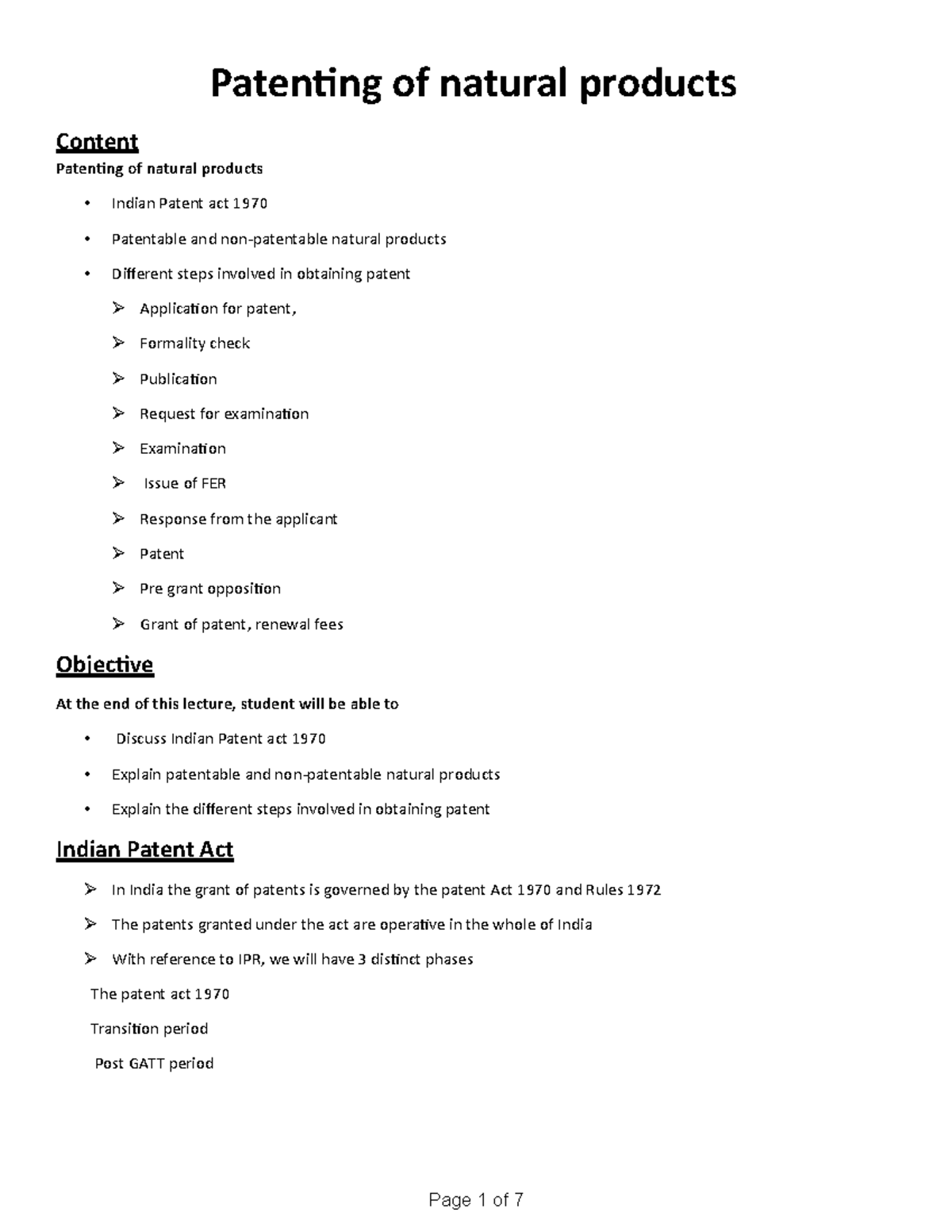 Chapter - 13 patent - Page 1 of 7 Content Patenting of natural products ...
