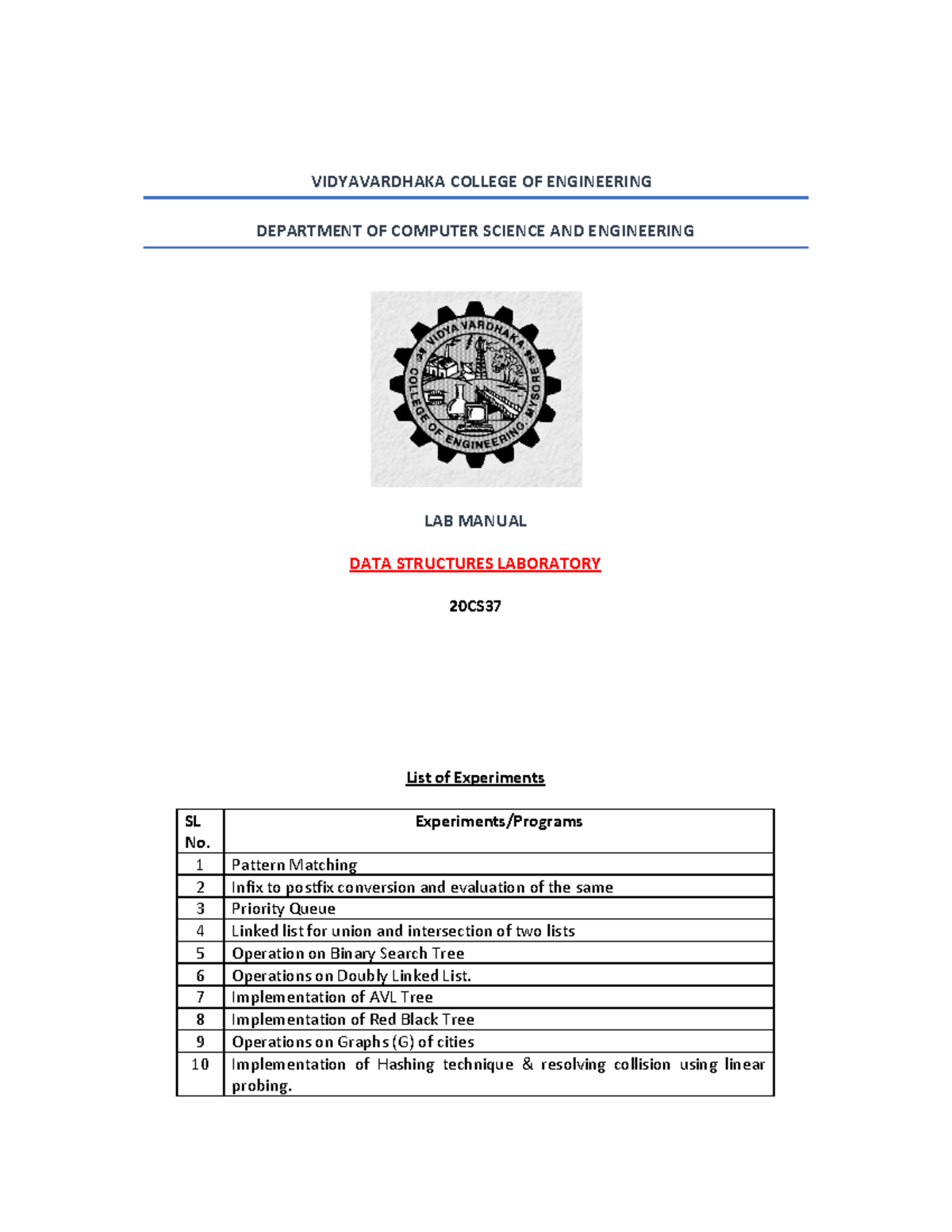 DSC Lab Manual - VIDYAVARDHAKA COLLEGE OF ENGINEERING DEPARTMENT OF COMPUTER SCIENCE AND ...