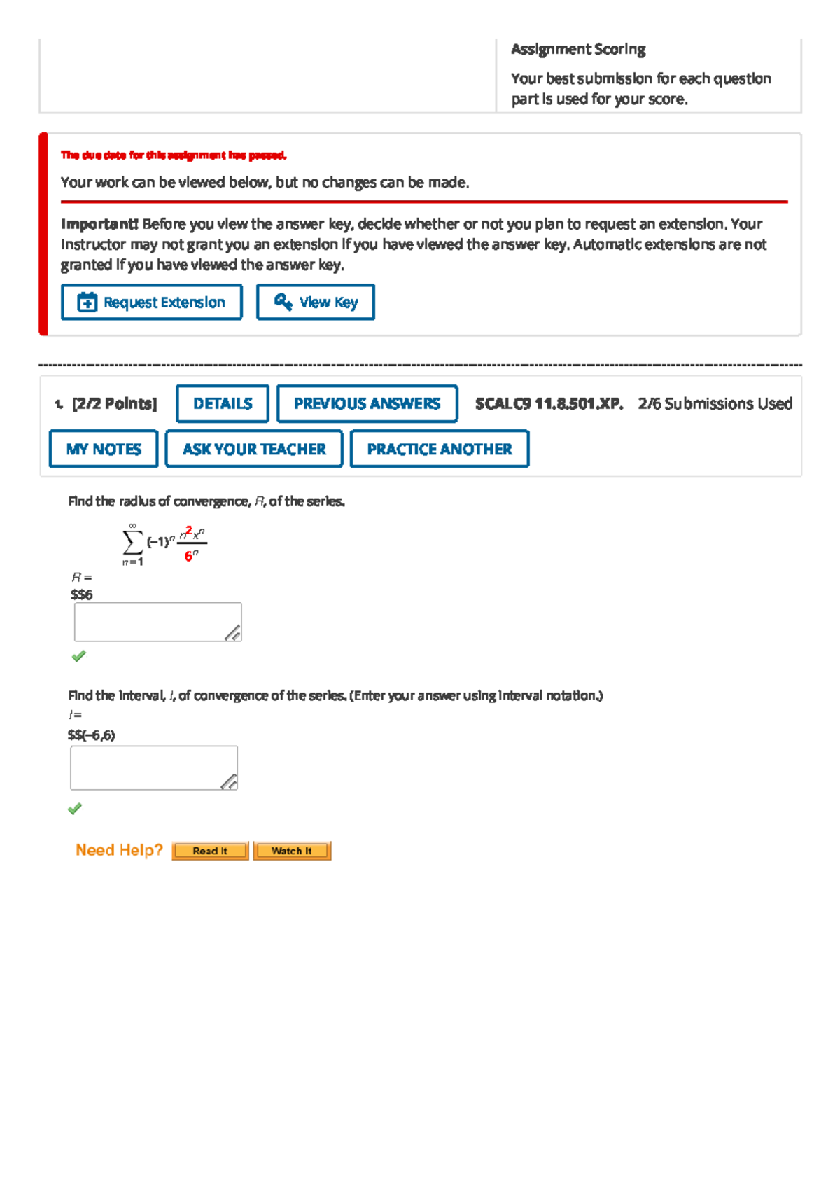 11.8 Power Series - Math 152, section 4, Spring 2023 Web Assign - Find the radius of convergence ...