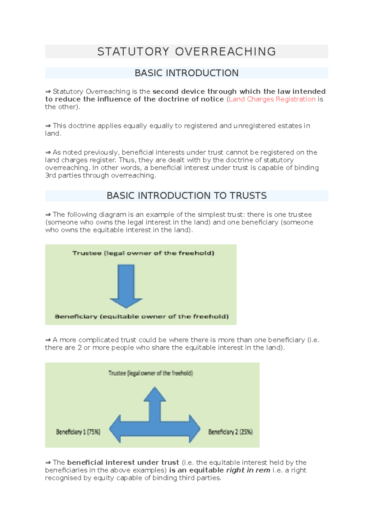 Land law 6 - Statutory Overreaching - STATUTORY OVERREACHING BASIC ...