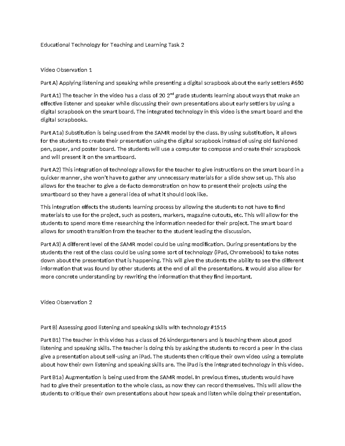 Educational Technology for Teaching and Learning Task 2 - The ...