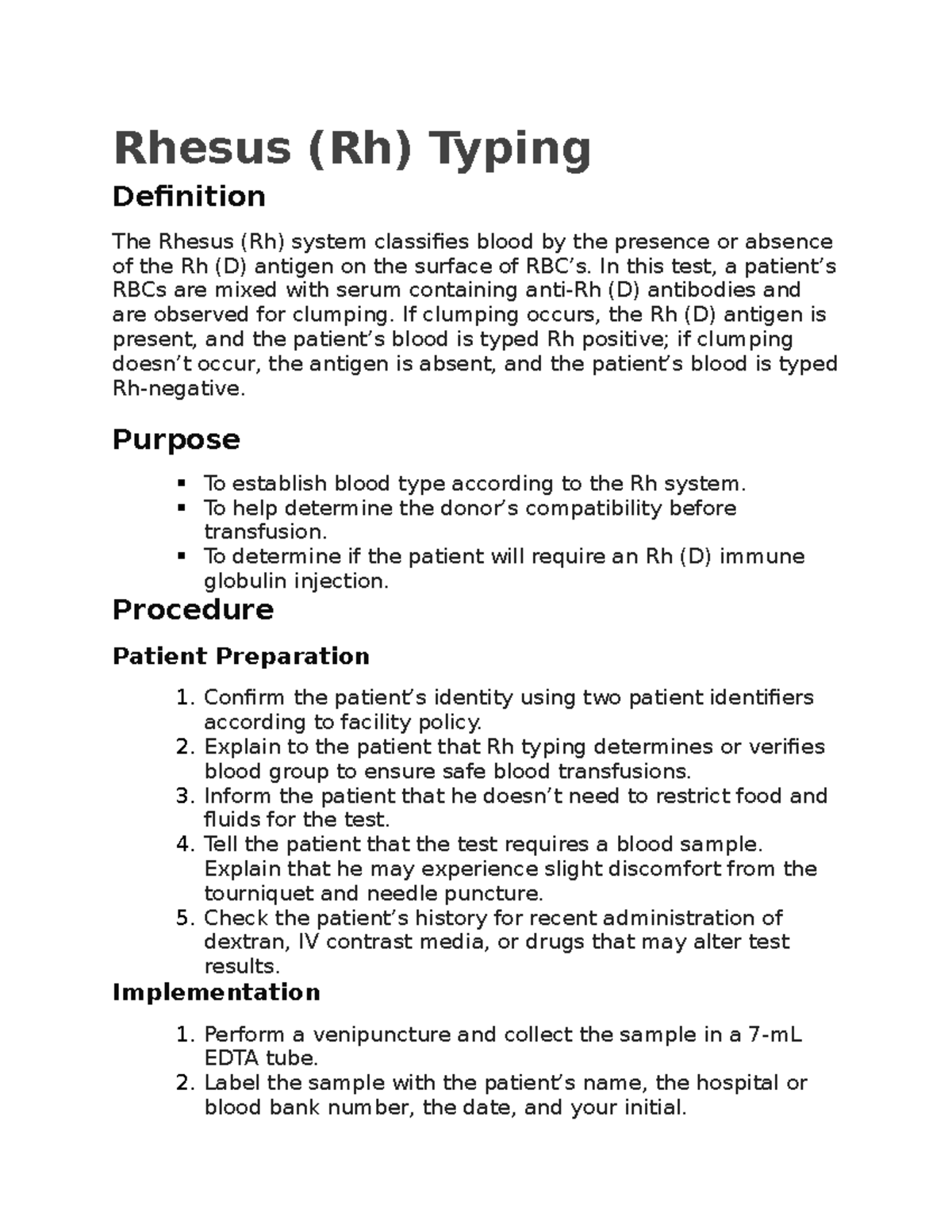 Rh - Nursing Management - Rhesus (Rh) Typing Definition The Rhesus (Rh ...