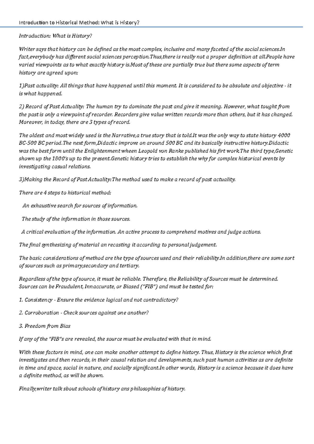 Introduction to Historical Method - It is considered to be absolute and ...