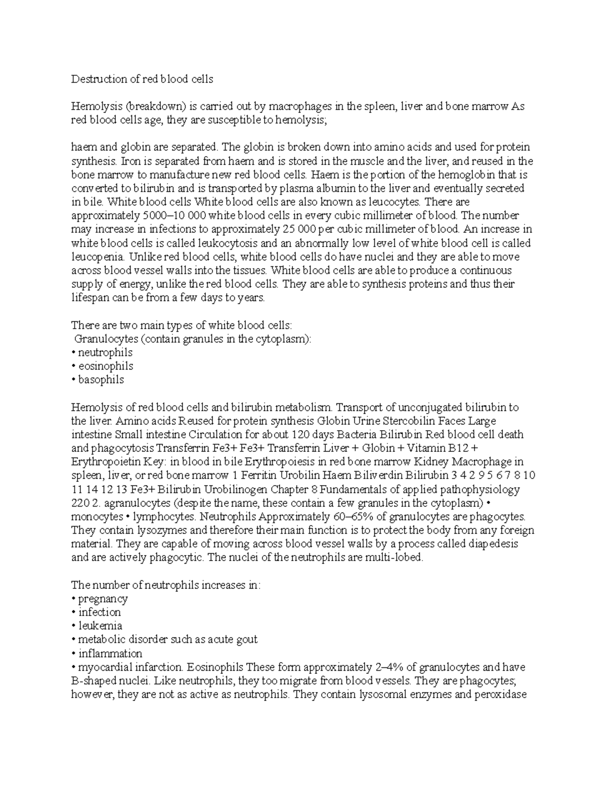 Destruction of red blood cells - Destruction of red blood cells ...