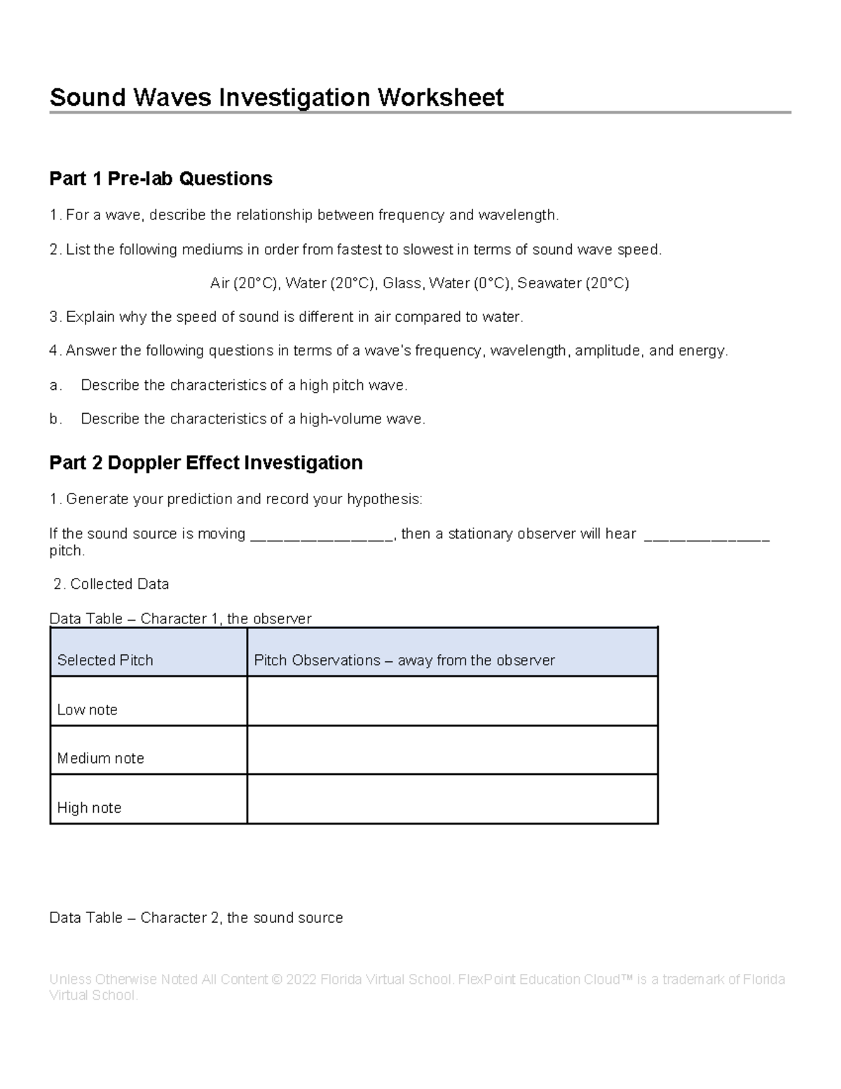 3.02 - Sound Waves - practice - Sound Waves Investigation Worksheet ...