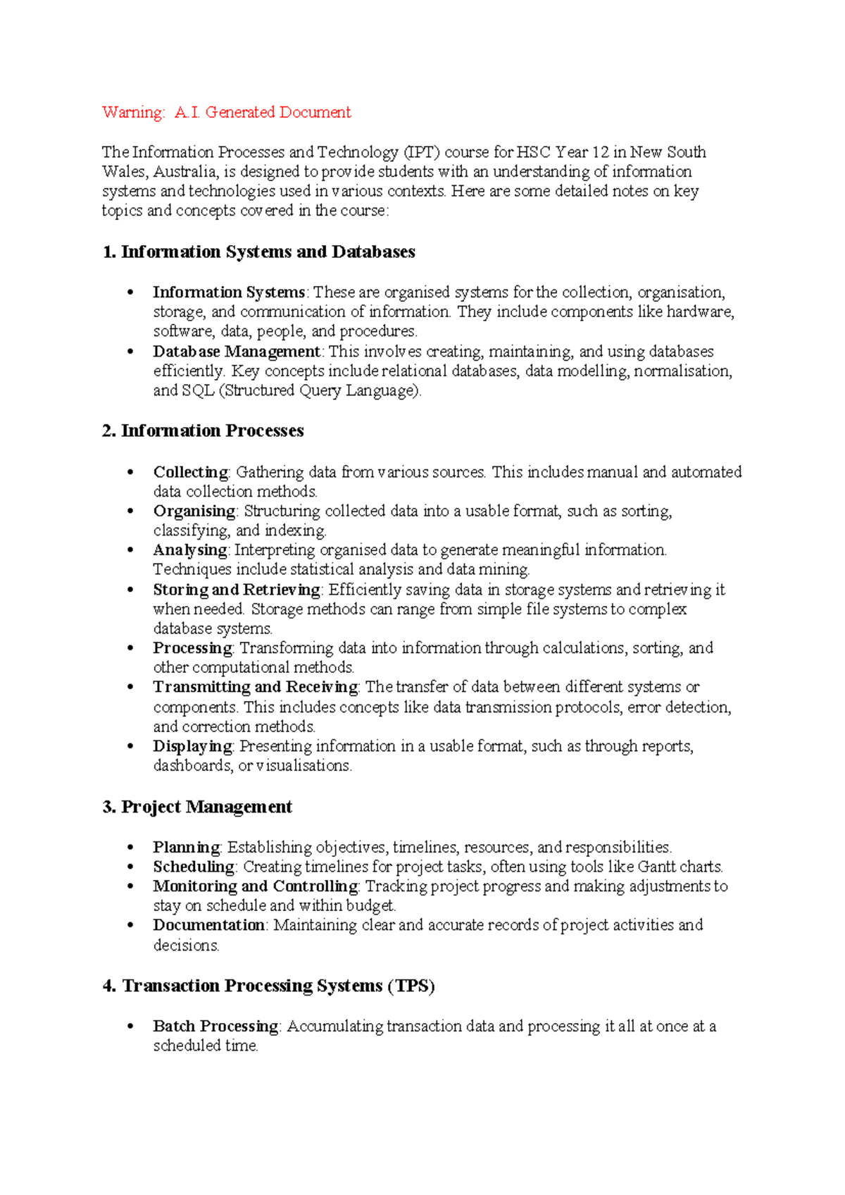IPT Course Notes - Warning: A. Generated Document The Information ...